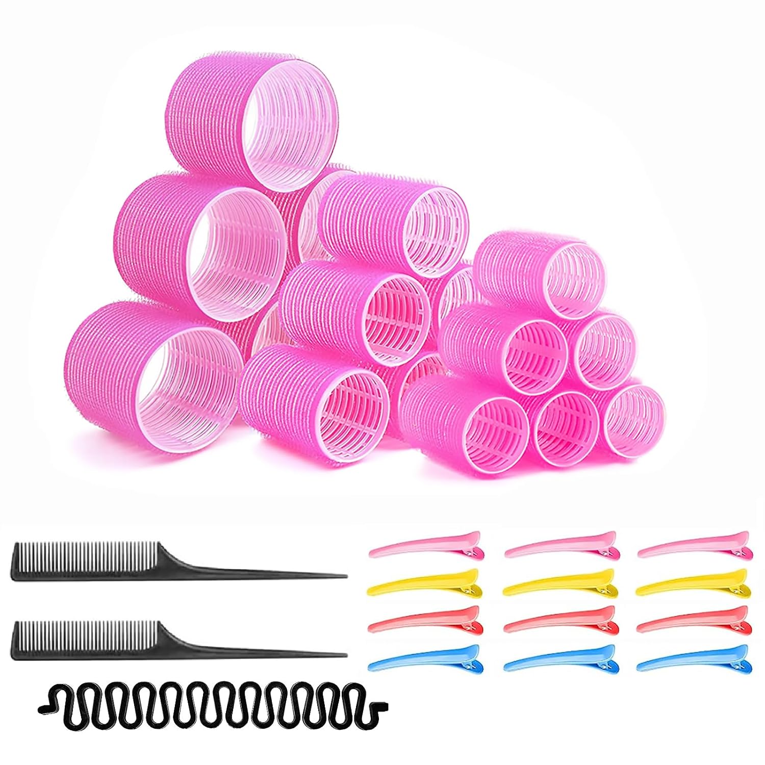 hujiling Hair Rollers，Lockenwickler mit Klammern, Lockenwickler groß ...