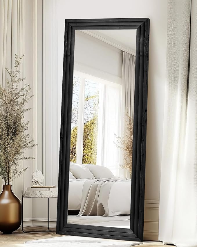 Amazon.com: ABSWHLM Full Length Mirror 65"x24" Solid Wood Frame Floor ...