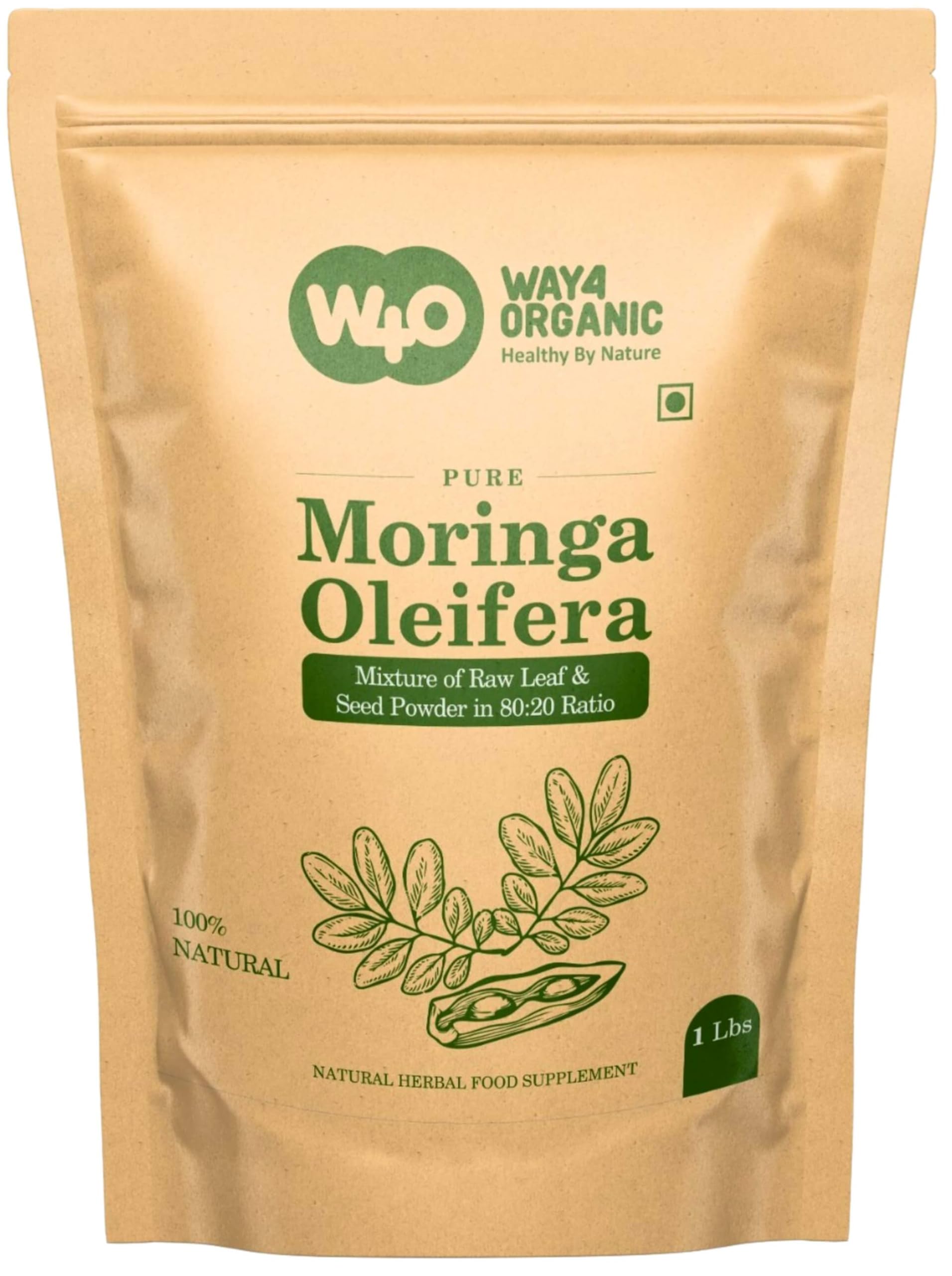 Way4organic Moringa Oleifera Leaf And Seed Powder 80 20 Ratio ...