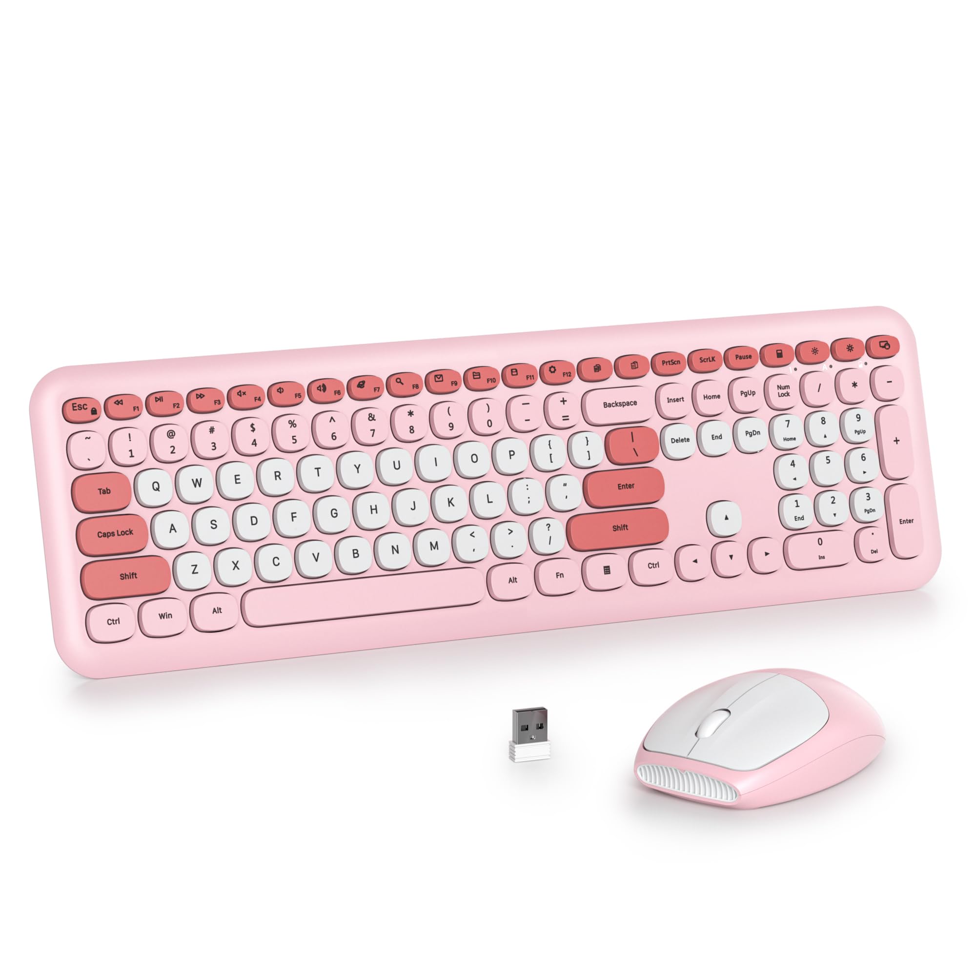 Amazon.com: iRoboosta Pink Colorful Wireless Keyboard and Mouse Combo ...