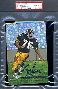 Mean Joe Greene Gem Mint 10 PSA DNA Slab Signed Goal Line Art Card ...