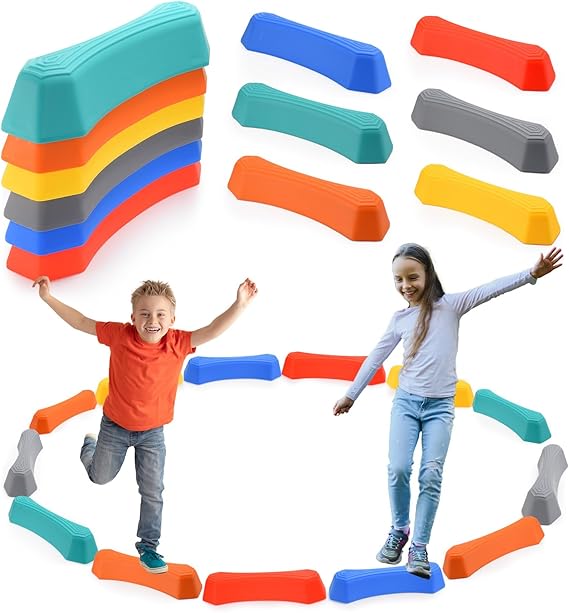 dashfor 12 Pc Stepping Stones Kids Balance Beam with Anti-slip Textured ...