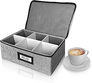 Amazon.com: HURZMORO Cup and Mug Storage Box with Dividers – Stackable ...