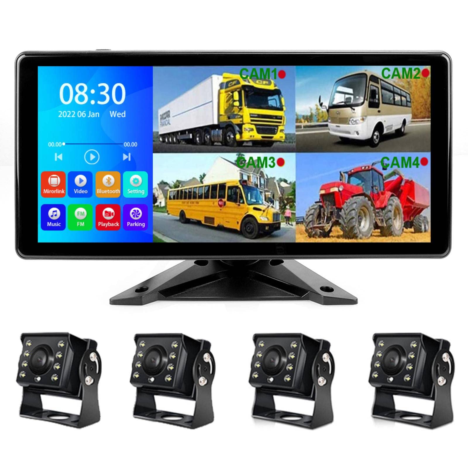 Amazon.com: 10.36 Inch 4 Channels Split Screen Car MP4 DVR Recorder ...