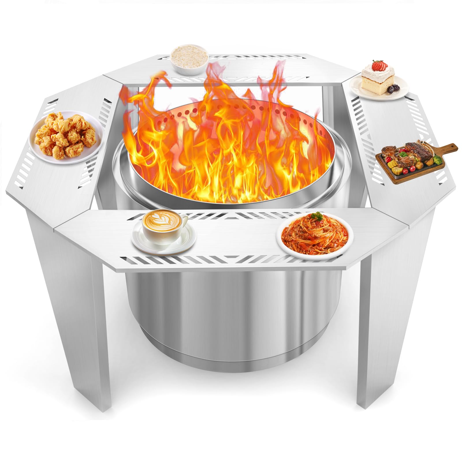 Amazon.com : Uniflasy Adjustable Stainless Steel Fire Pit Surround ...