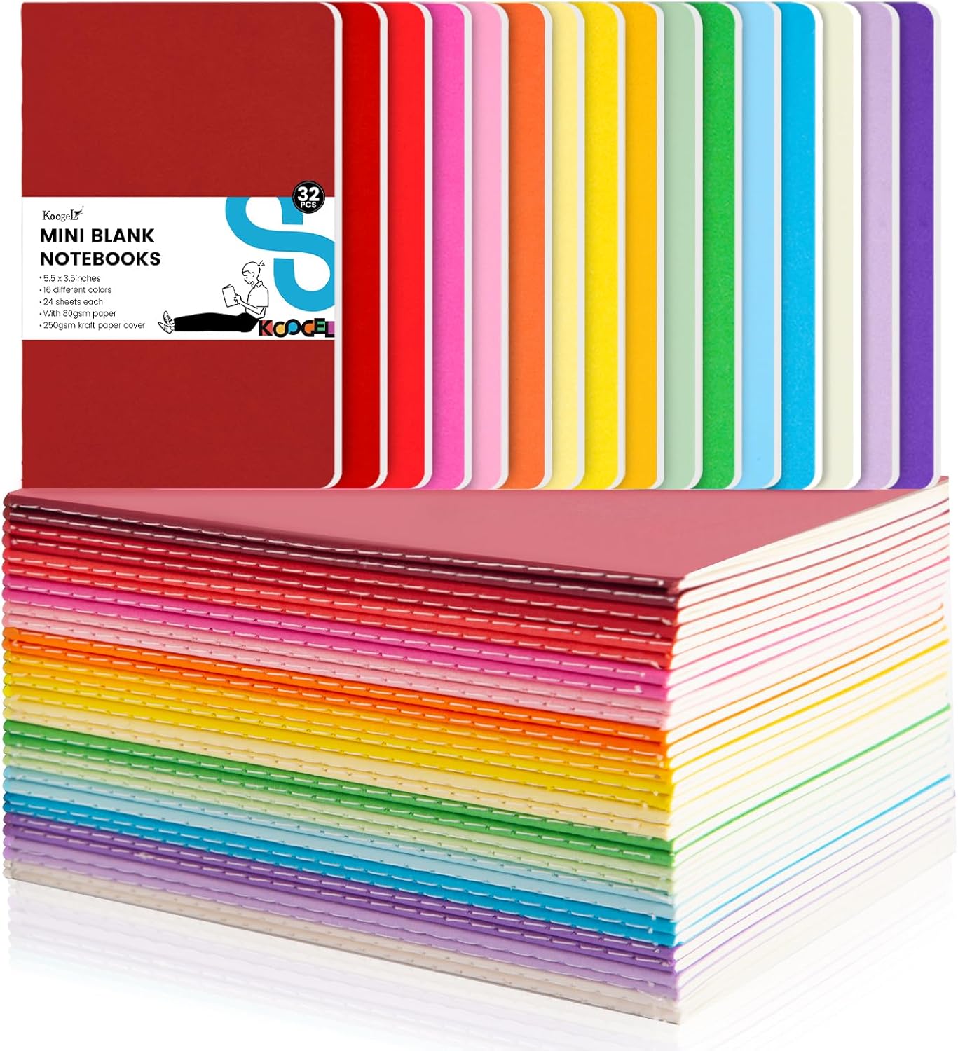 Amazon.com : Koogel 32 Pack Small Notebooks Bulk, 3.5 x 5.5 Inch Mini ...