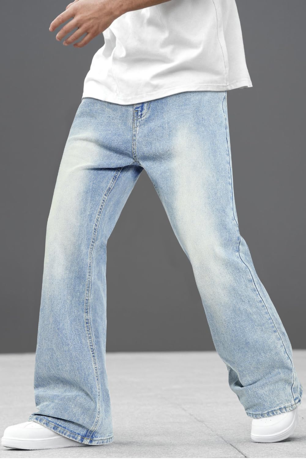 Snapklik.com : Mens Boot Cut Jeans Regular Fit Stretch Washed Blue ...