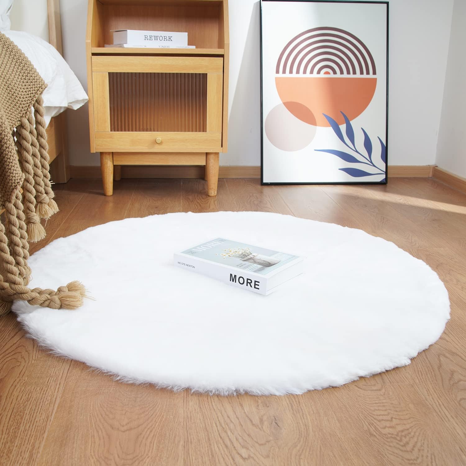 Amazon.com: 20 x 20 inch Round Fluffy Rug Faux Fur Round Rug Shaggy ...
