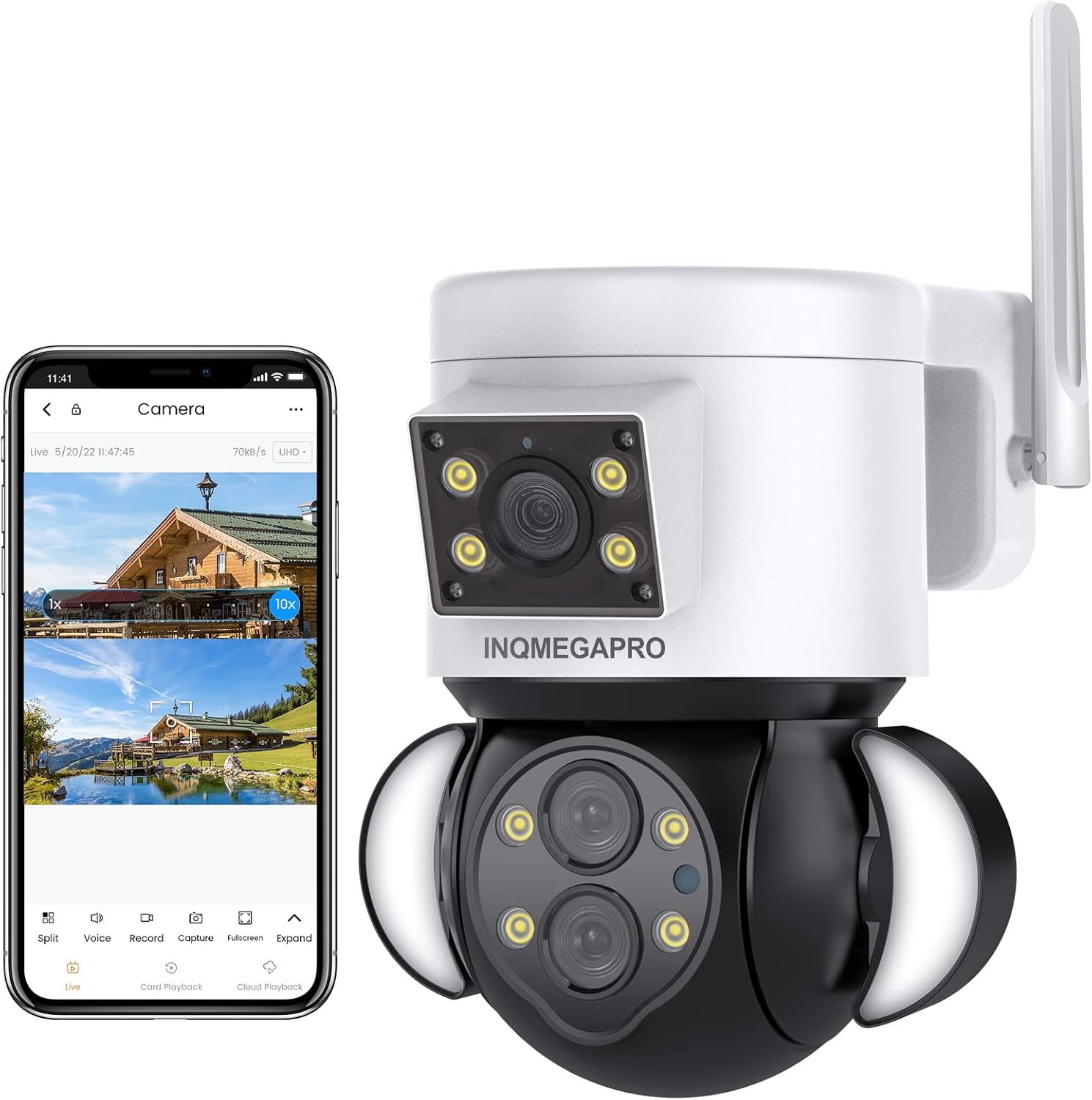 INQMEGAPRO PTZ Dome Telecamera Wifi Esterni, Doppio Obiettivo ...