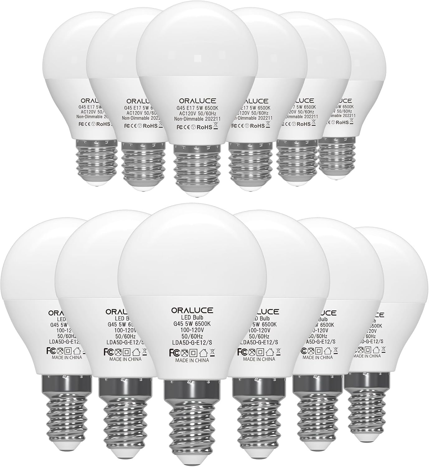 ORALUCE 丨 Bundle - A15 e12 Base Lightbulbs Warm White 3000K (Pack of 6 ...