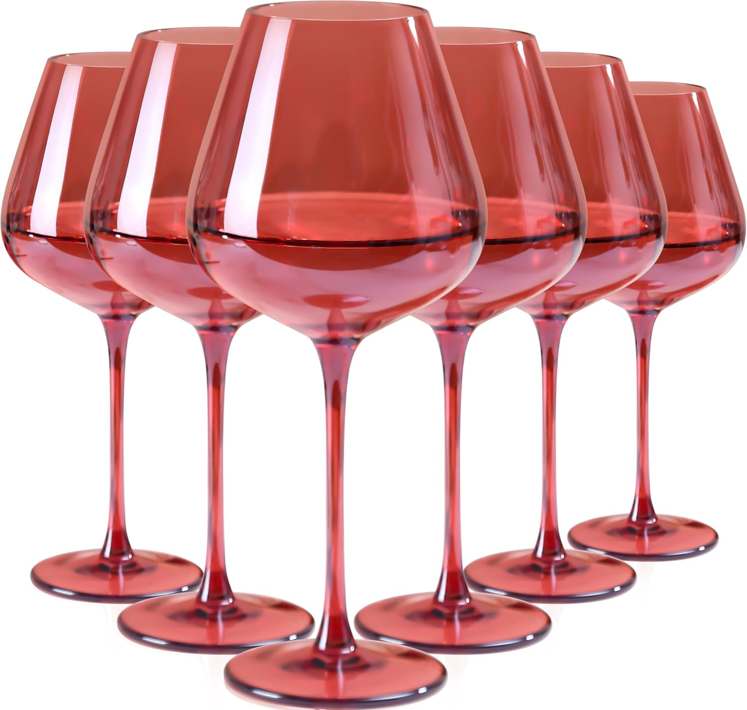 Physkoa Red Color Wine Glasses Set of 6 - Crystal Wine Glasses Colored ...