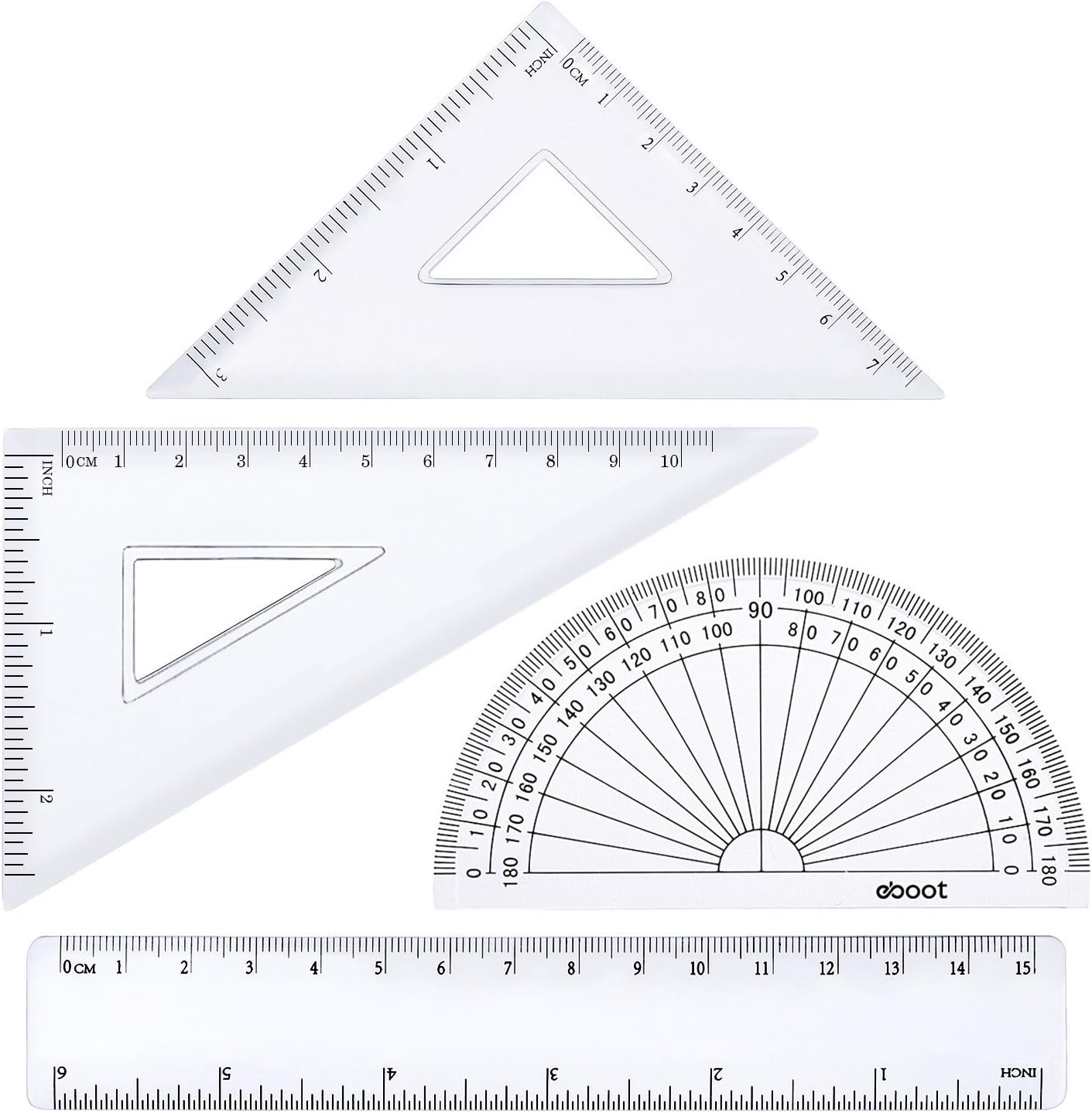 Amazon.com : eBoot 4 Pieces Math Geometry Tool Plastic Clear Ruler Sets ...