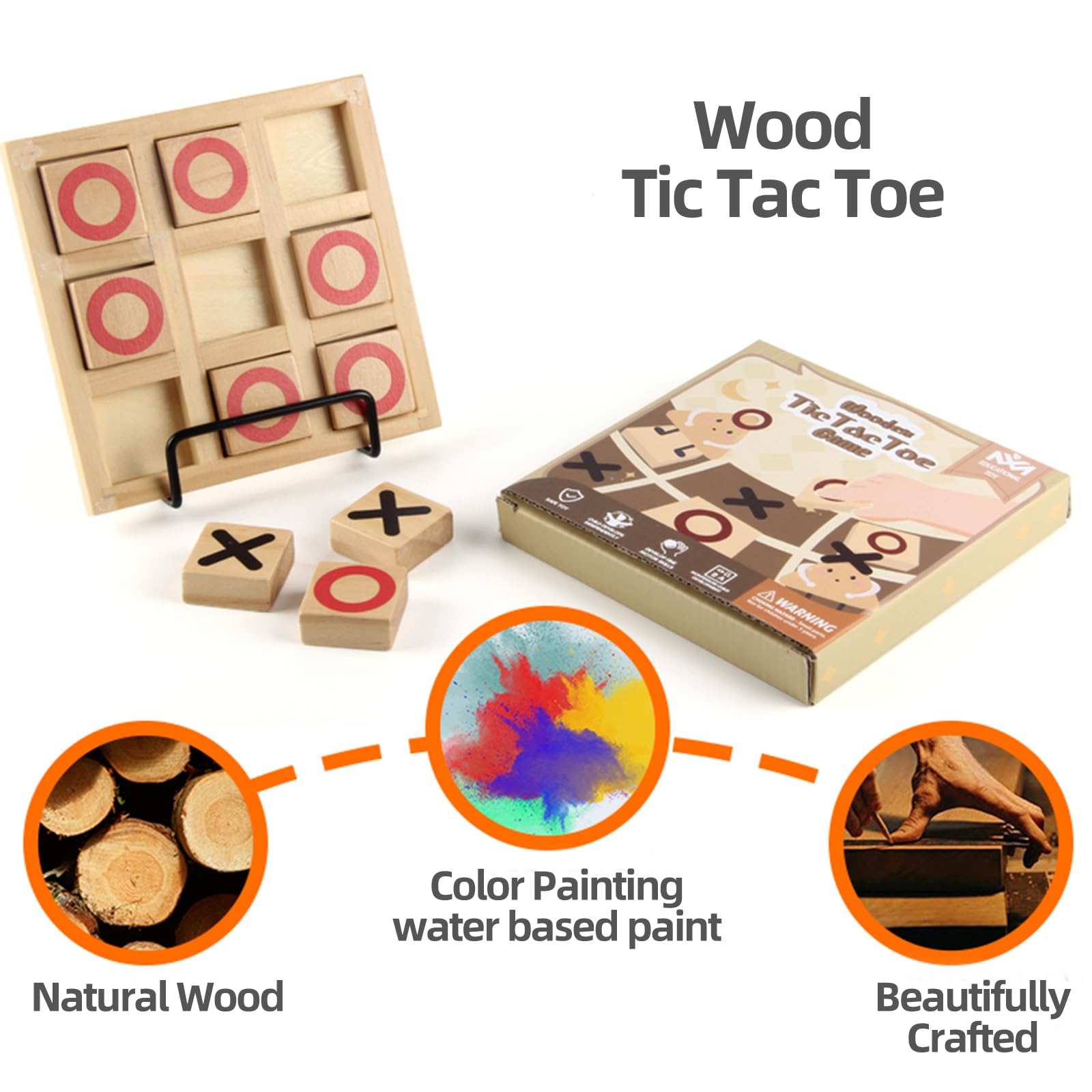 Snapklik.com : Wooden Tic Tac Toe Game - 5.9 Inch Small Travel Board Games - Tic Tac Toe Coffee ...