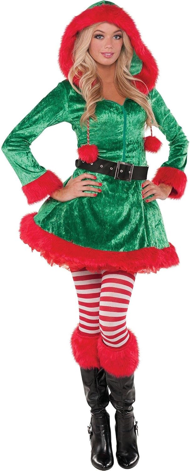 Amazon.com: Amscan Party City Sassy Elf Costume for Women, Medium ...
