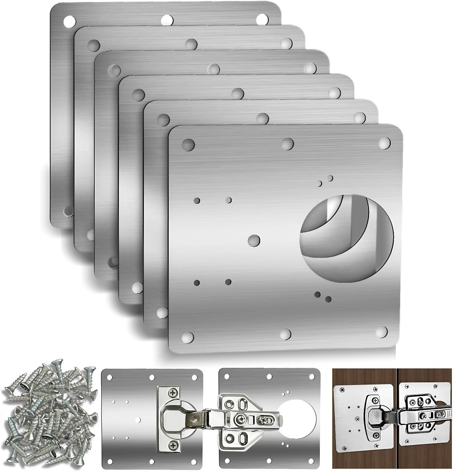 6 Pack Cabinet Door Hinge Repair Plates, Metal Cabinet Hinge Repair ...