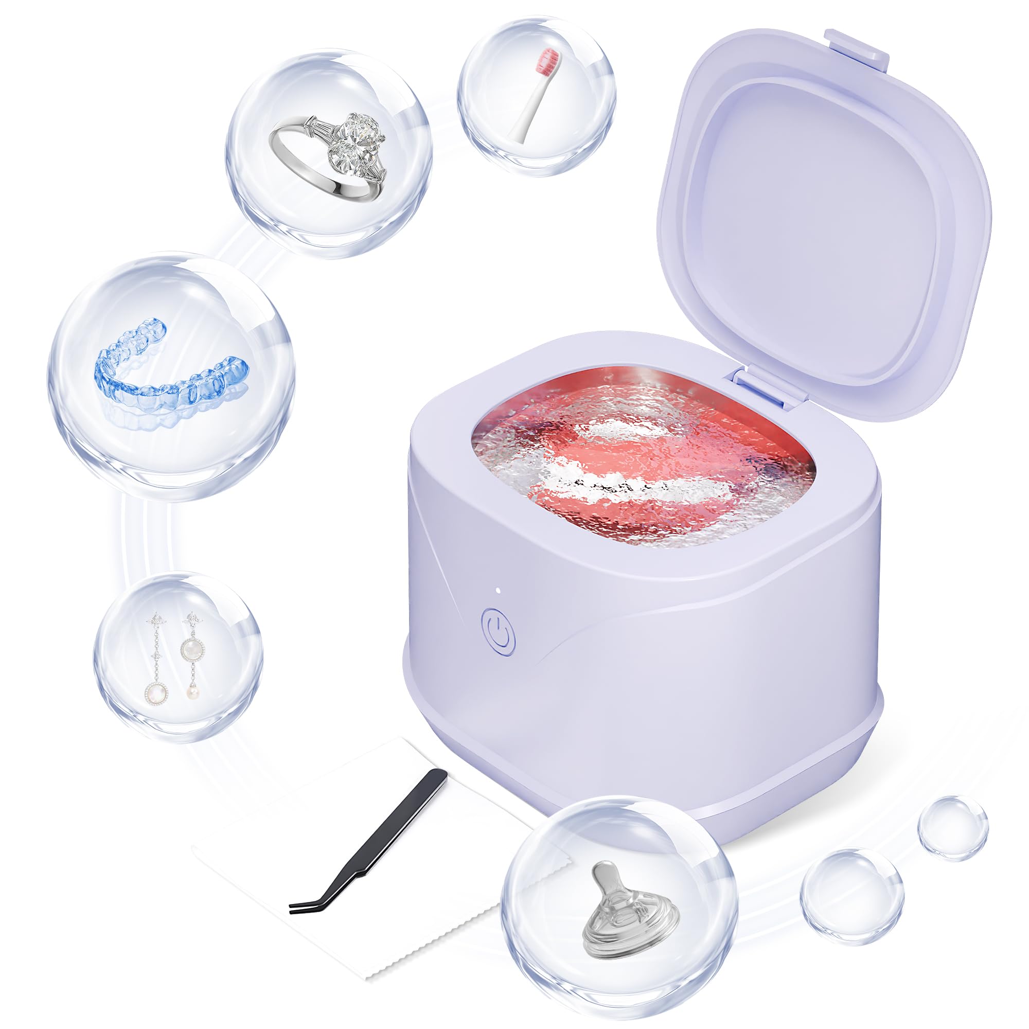 Amazon.com: Sonic Retainer Cleaner, 46kHz Sonic Jewelry Cleaner ROLWAY ...