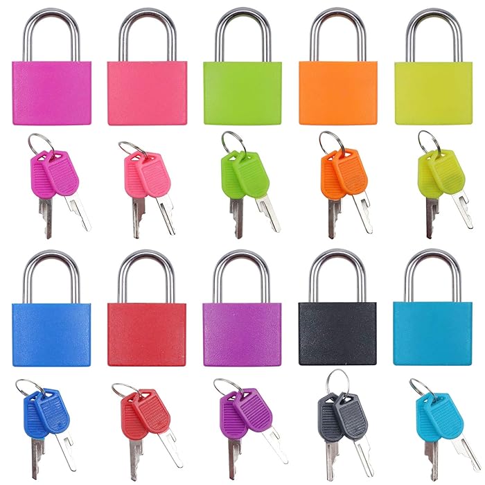 Buy 10 Pieces Multicolor Small Padlock with Keys, Metal Suitcase Locks ...