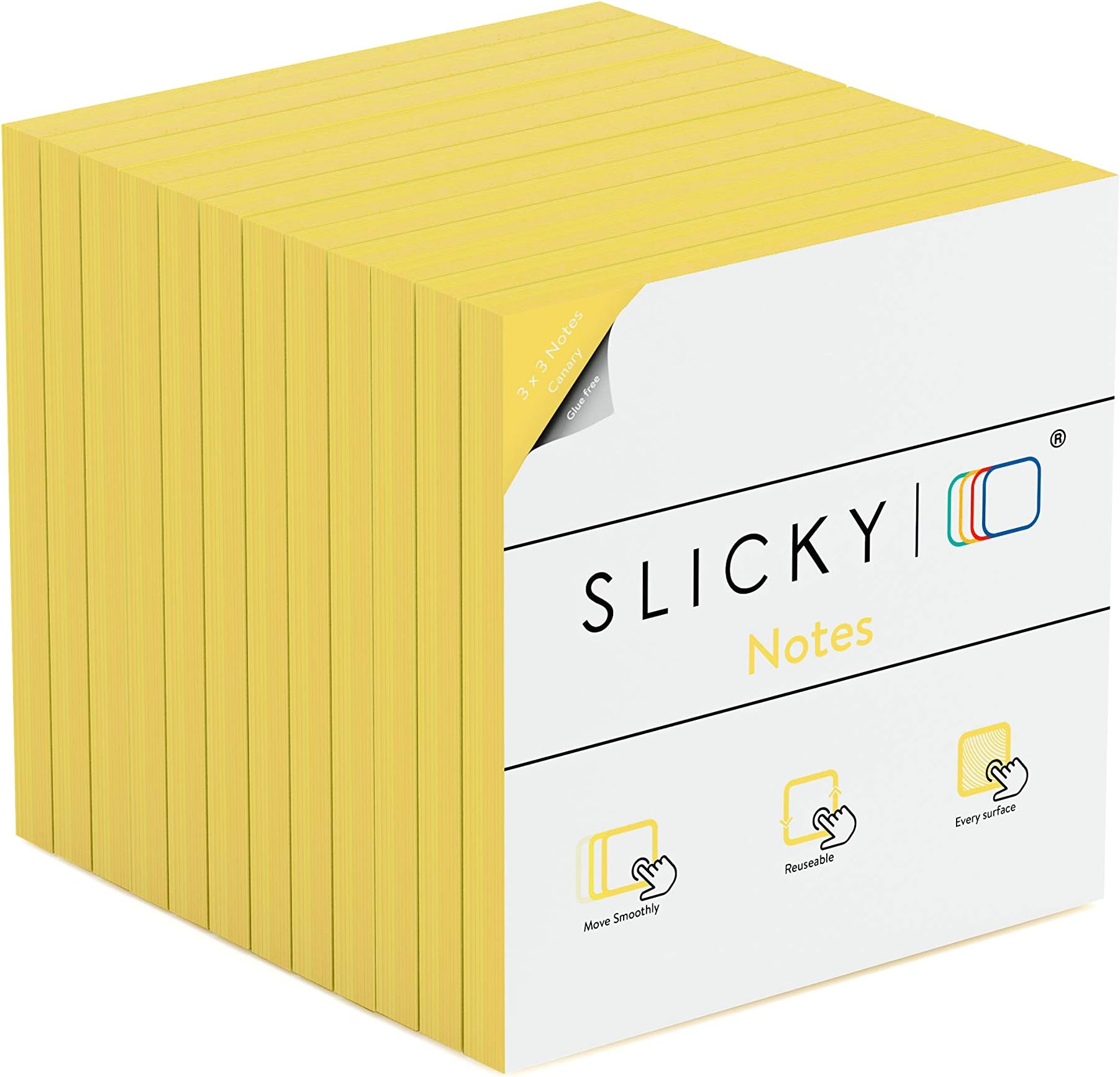 Amazon.com : SlickyNotes Glue Free Static Cling Sticky Notes - Reusable ...