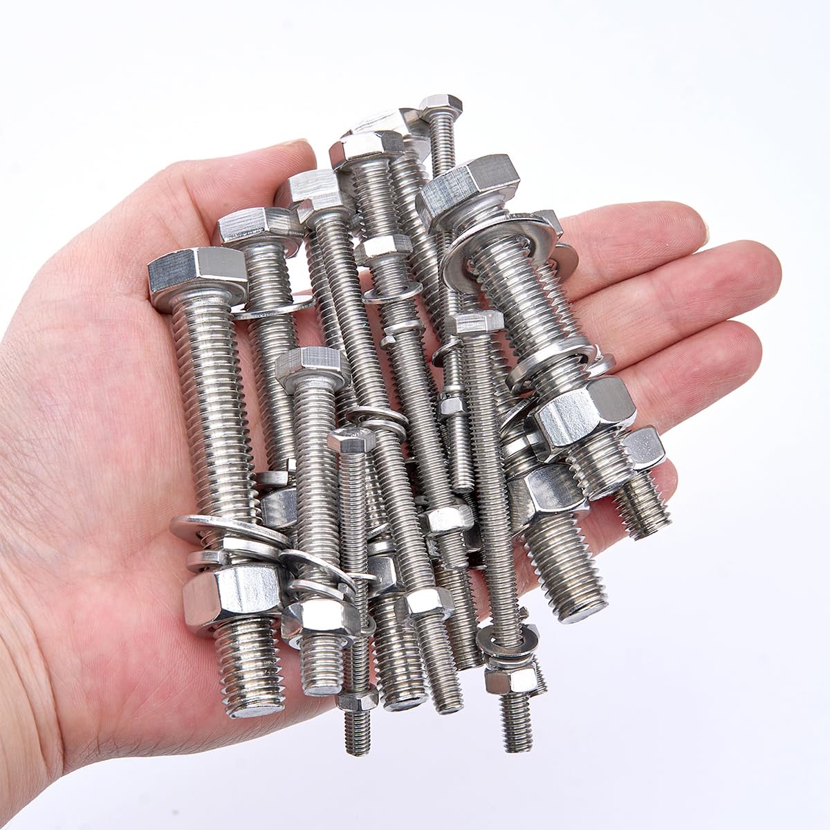 Snapklik.com : 608 Pcs Hex Screw And Nut Set - Silver 304 Stainless ...