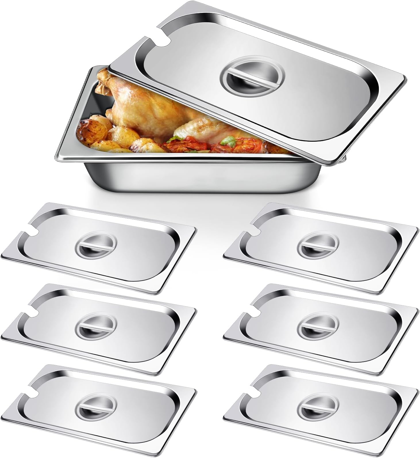 Amazon.com: 10 Pack 1/6 Size Steam Table Pan Covers Universal Handled ...