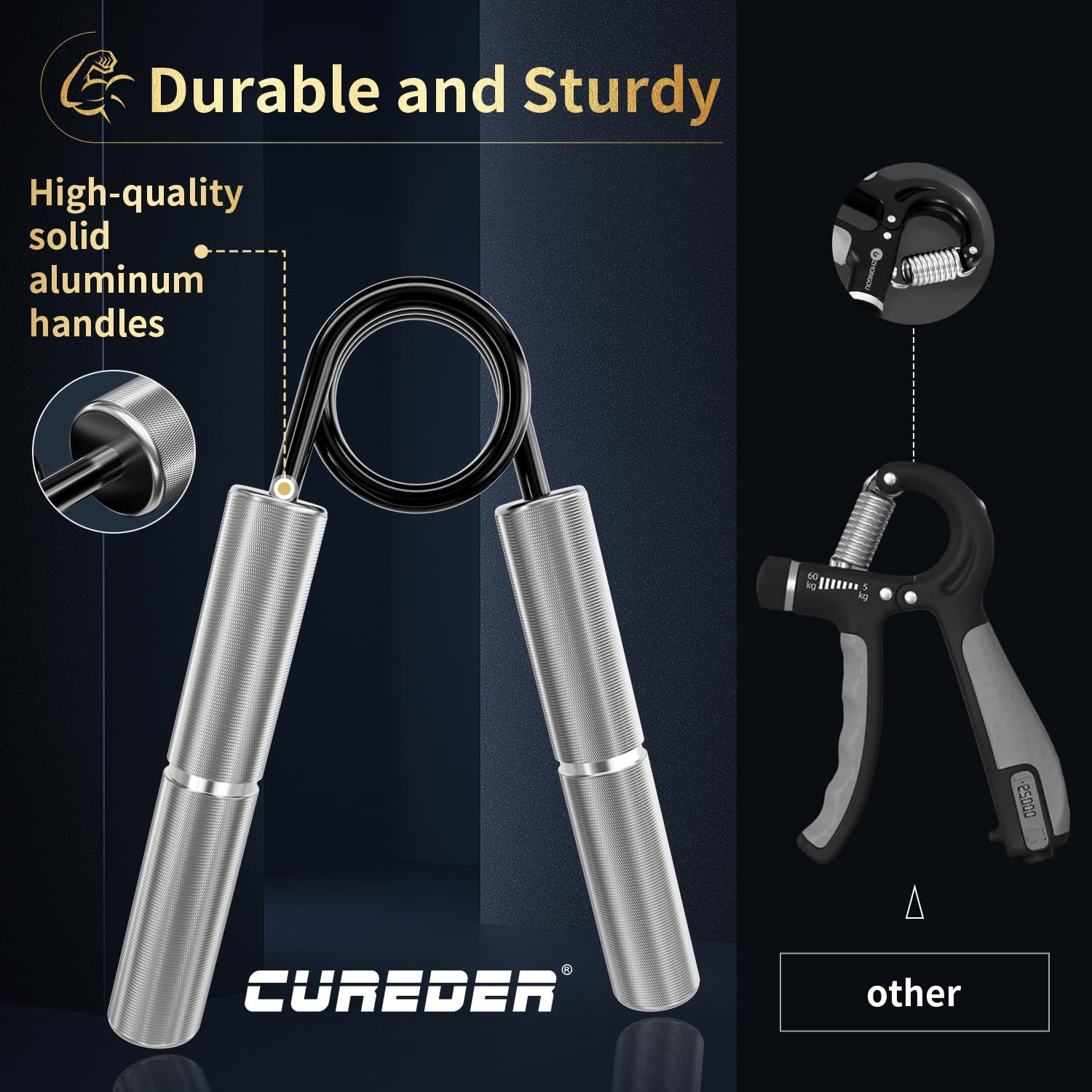 Snapklik.com : Cureder Grip Strength Trainer 6 Pack,50LB-300LB Metal ...