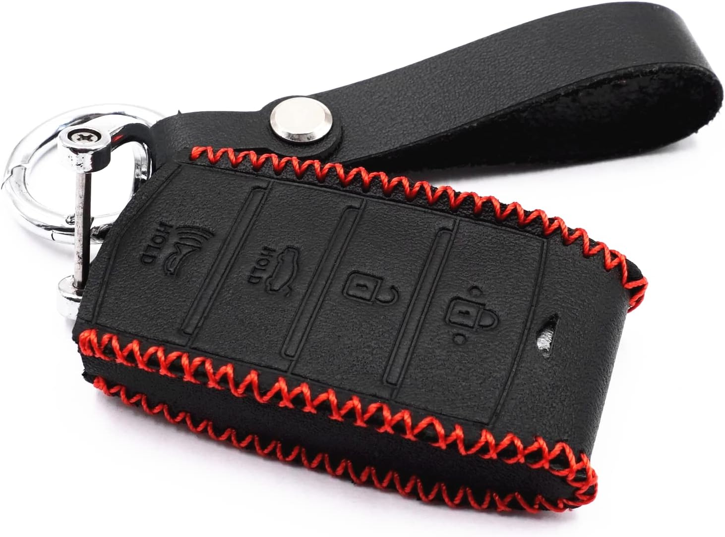 Amazon.com: WFMJ Leather 4 Buttons Smart Key Fob Case Cover Chain for ...