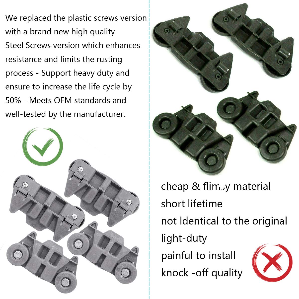 Snapklik.com : APEX Dishwasher Premium Wheels Lower Rack W10195416 For ...