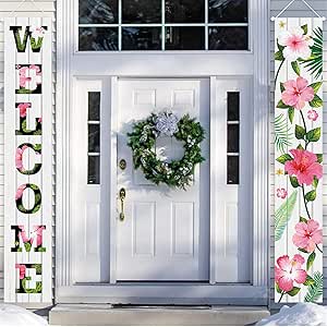 Amazon.com: KYMY Welcome Spring Summer Porch Banners 70.8 x 11.8 inch ...