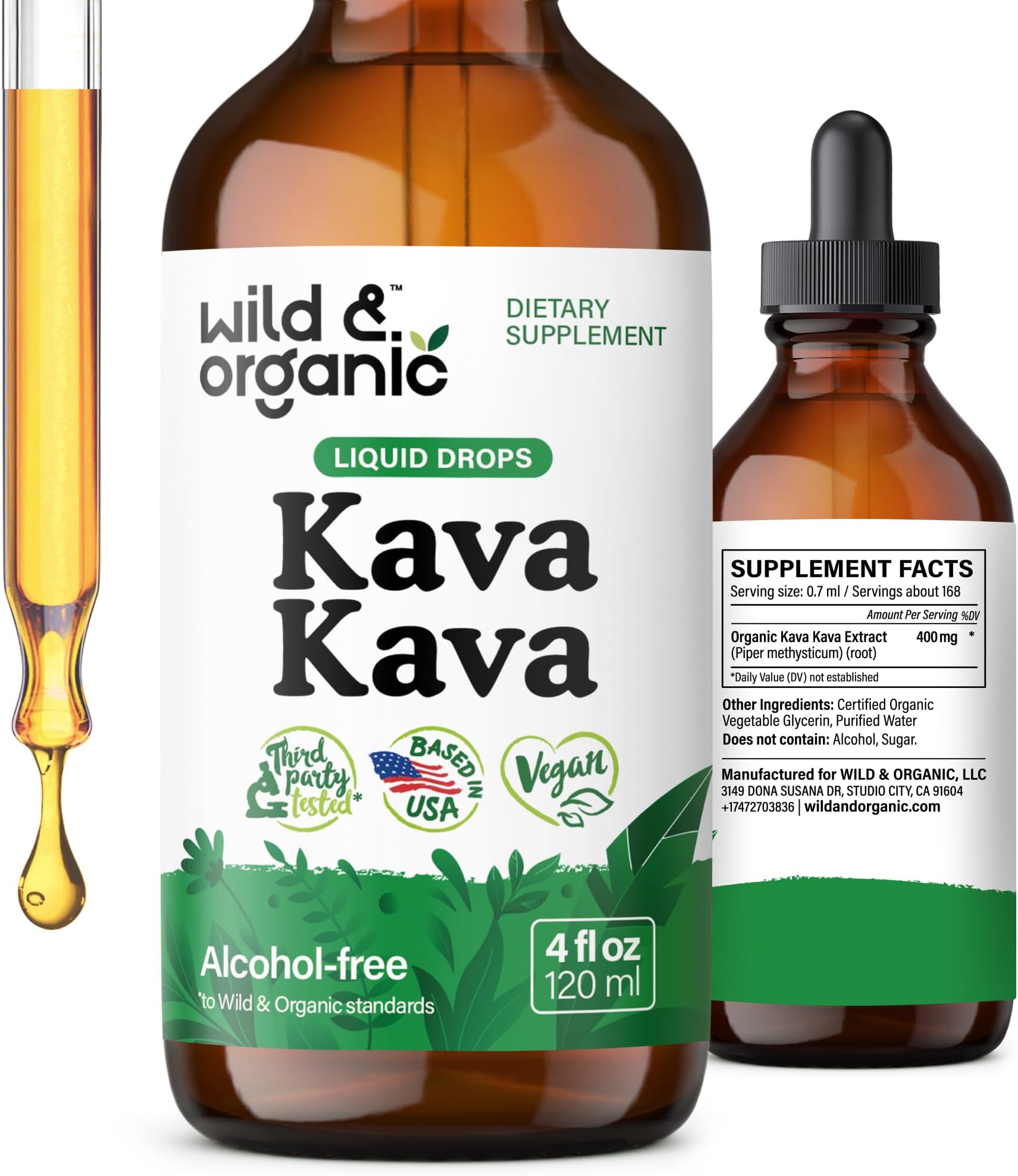 Amazon.com: Wild & Organic Kava Kava Drops 400 mg - Calmness & Relaxation Supplement - 5-Month ...