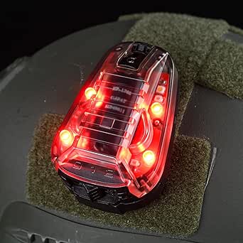 NECARL Tactical IR Helmet Light Military 4 Modes with Red Light + White ...