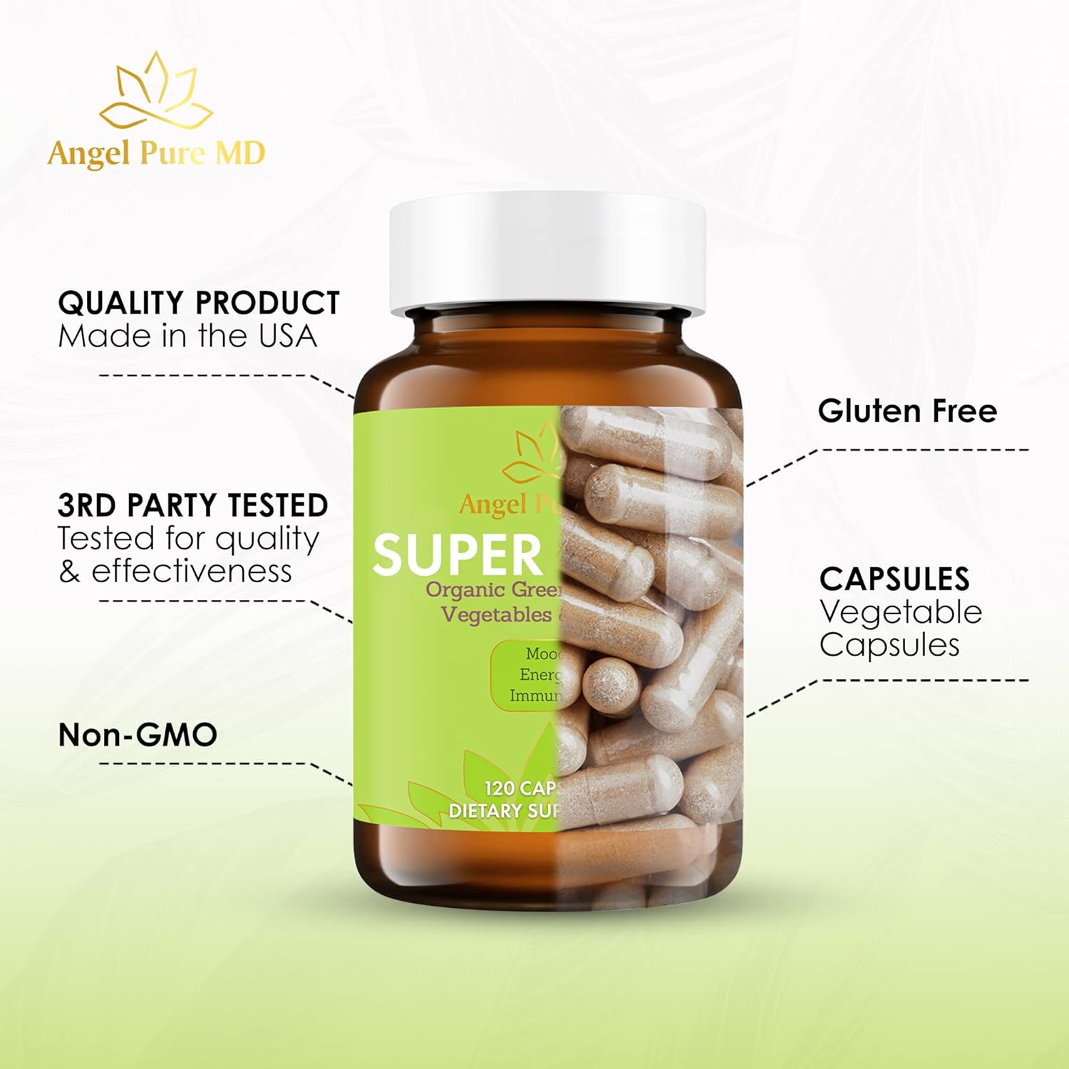Angel Pure MD Super Food – Suplemento orgánico de frutas y verduras ...