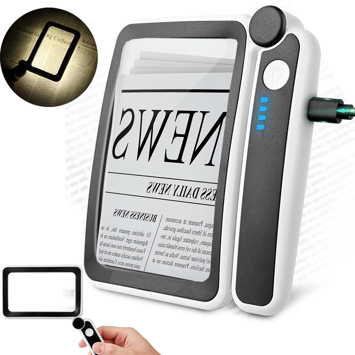Magnifying Glass with Light for Reading, 4X Page Magnifier with 10 Leds ...