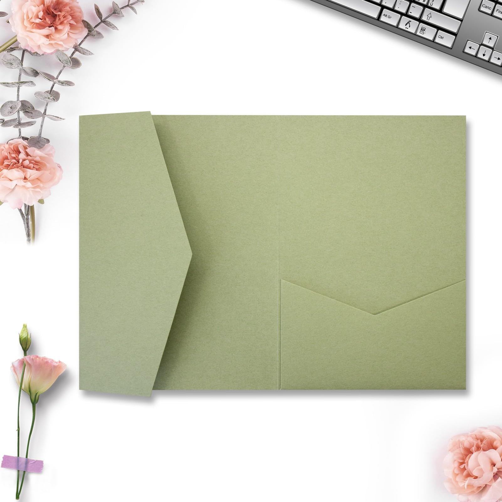 25 Pieces A7 Pocket Invitations (5.12 x 7.09) Trifold Wedding ...