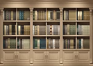 Amazon.com : BELECO 7x5ft Fabric Bookshelf Backdrop Library Study Room ...