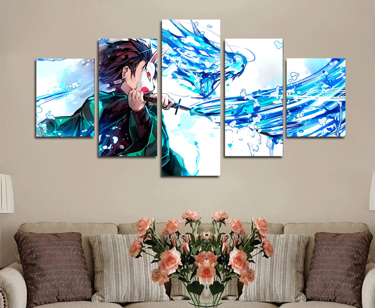 Set 5 Canvas Print Demon Slayer Tanjiro Art for Living Room Bedroom ...