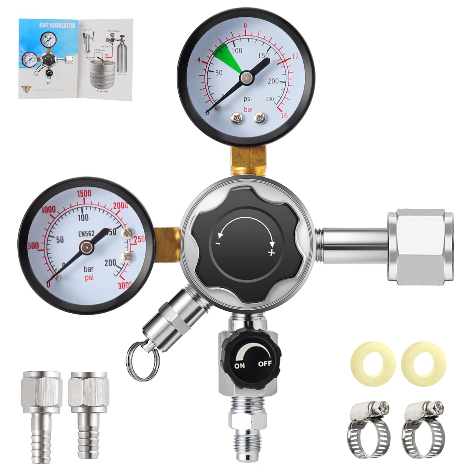Amazon.com: MRbrew Beer Keg Regulator 0-120 PSI CO2 Regulator, Quick ...