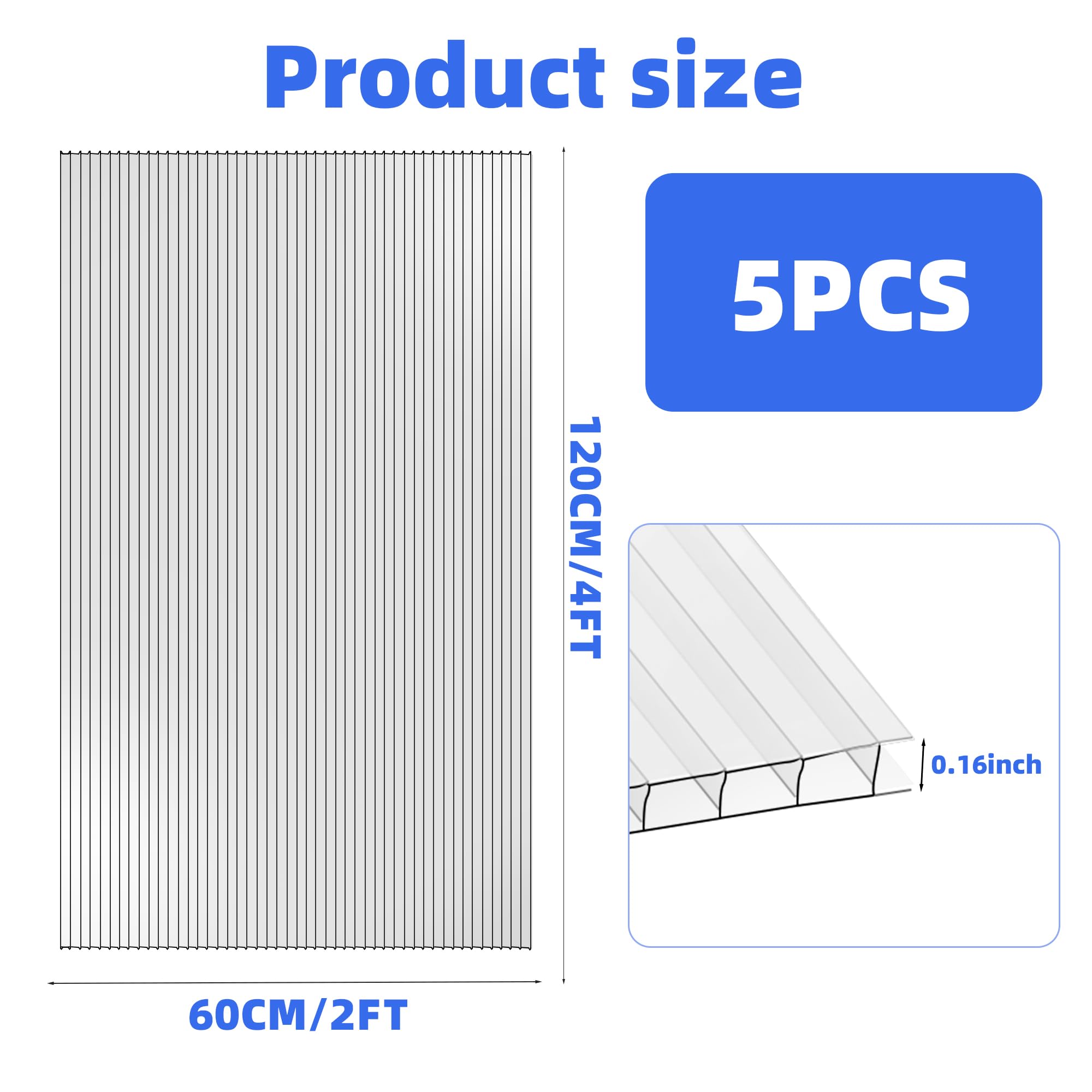 Snapklik.com : WARMFARM Pack 5 Polycarbonate Greenhouse Panels,Twin ...