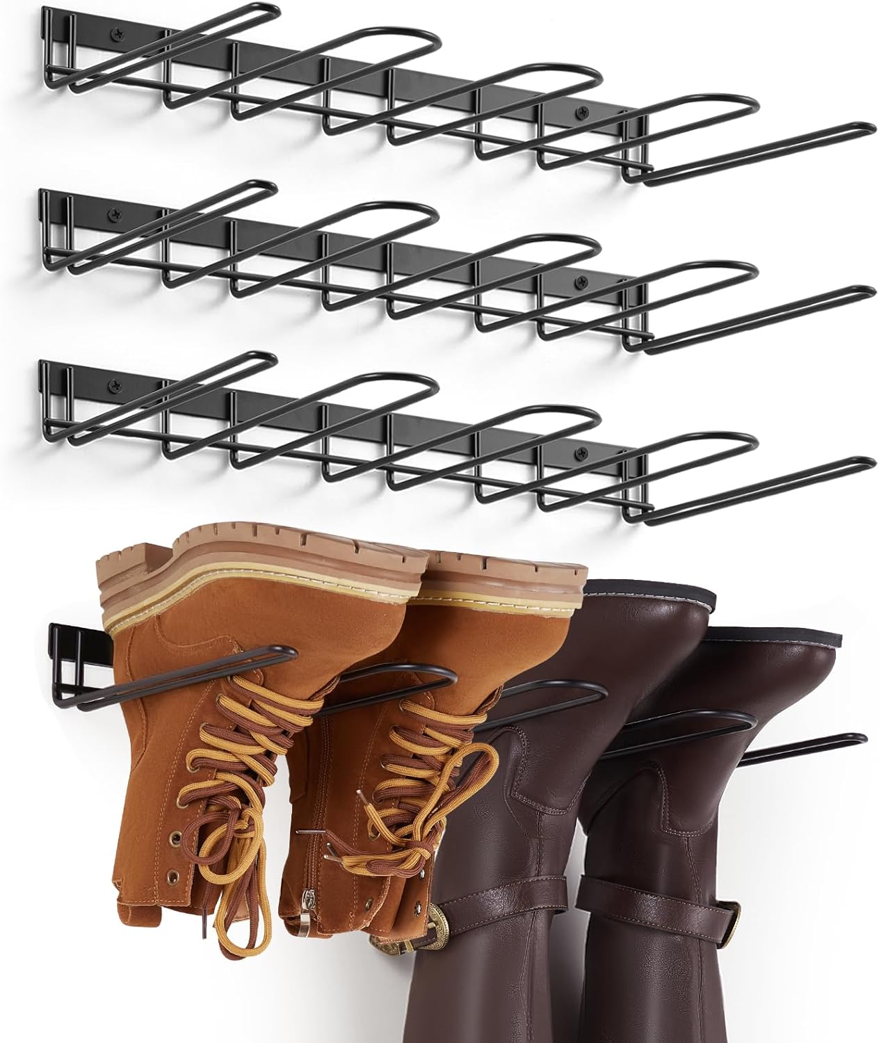 Amazon.com: YOFOVI Boot Rack, 8 Pairs Wall Mounted Shoe Rack, Sturdy ...