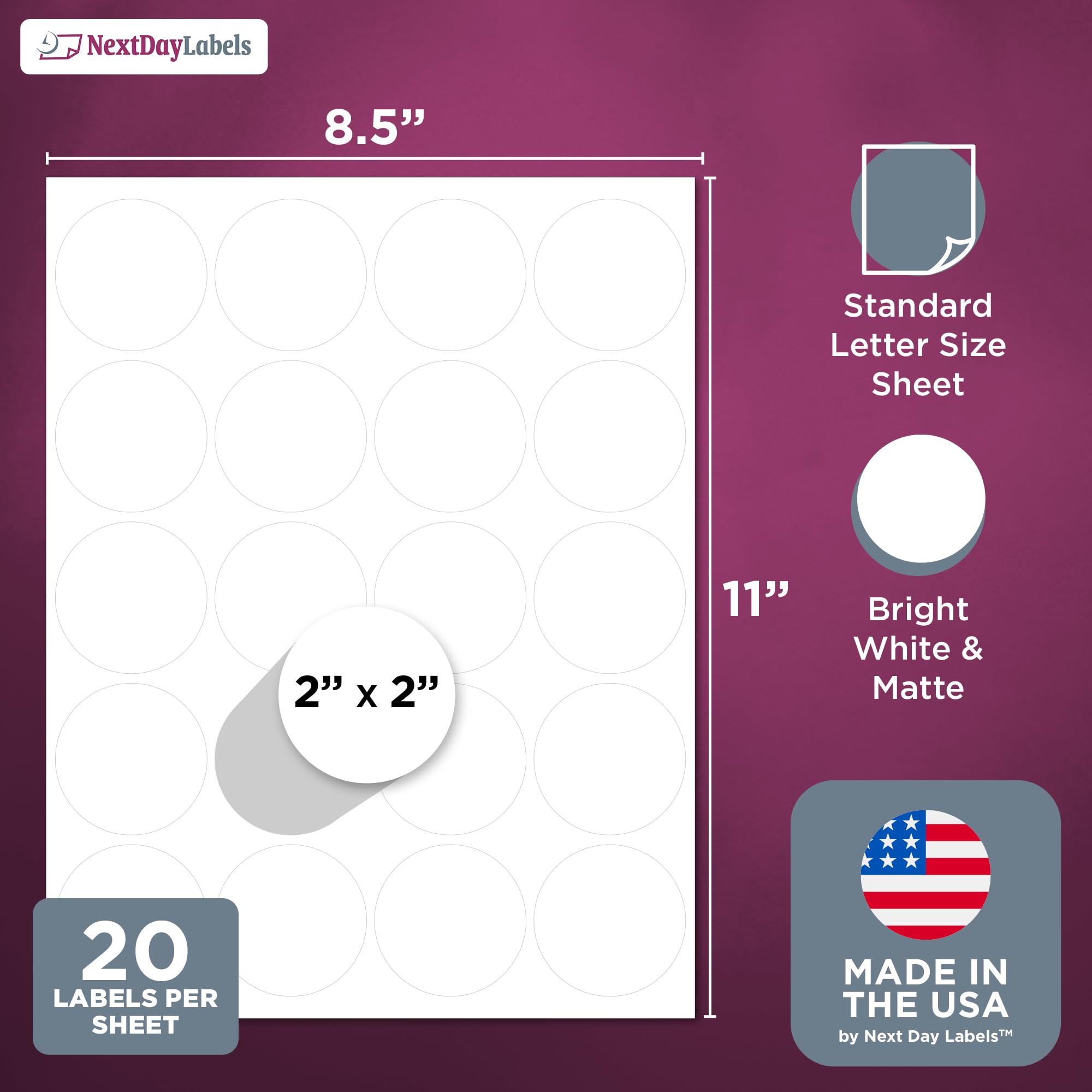 Snapklik.com : NextDayLabels - 2 Inch Round Labels - Round Sticker ...