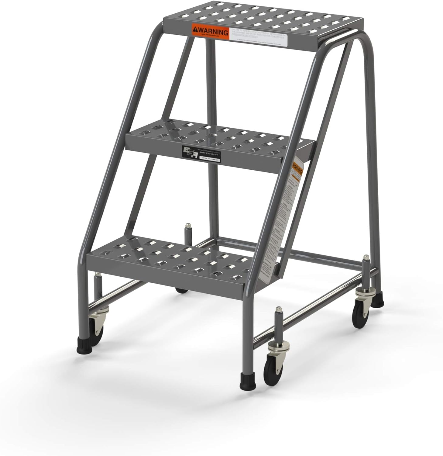 EGA Products 3 Step Rolling Ladder Assembled OSHA Step Stool No ega-products-3-step-rolling-ladder-assembled-osha-step-stool-no