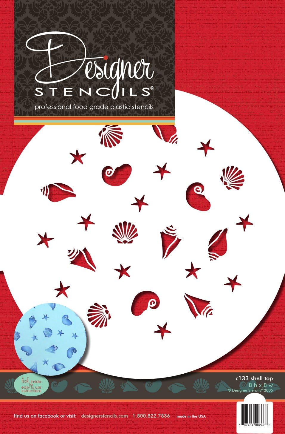 Designer Stencils C133 Seashell Cake Stencil Top, Beige/semi ...