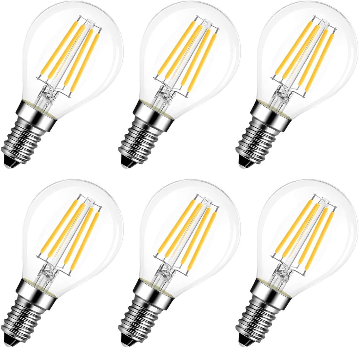LVWIT 4W E14 G45 Small Edison Screw LED Filament Bulb, 6 Pack, Non ...