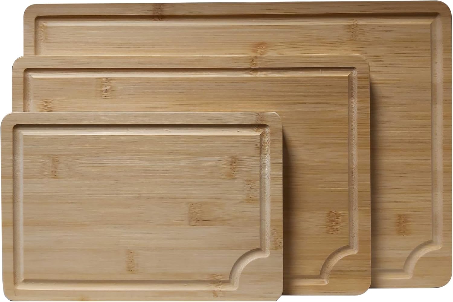 Amazon.com: WorldFront Naturals Bamboo Cutting Board Set with Built-In ...