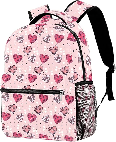 Backpack Kids School Bag Backpack Valentine Love Hearts Pattern Pink ...