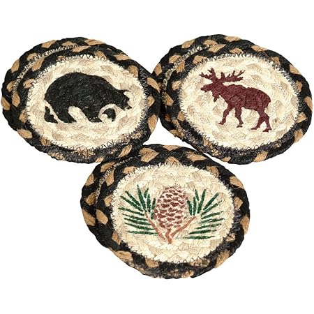 Amazon.com: Moose, Bear & Pinecone Braided Coasters (Set of 6) : Home ...