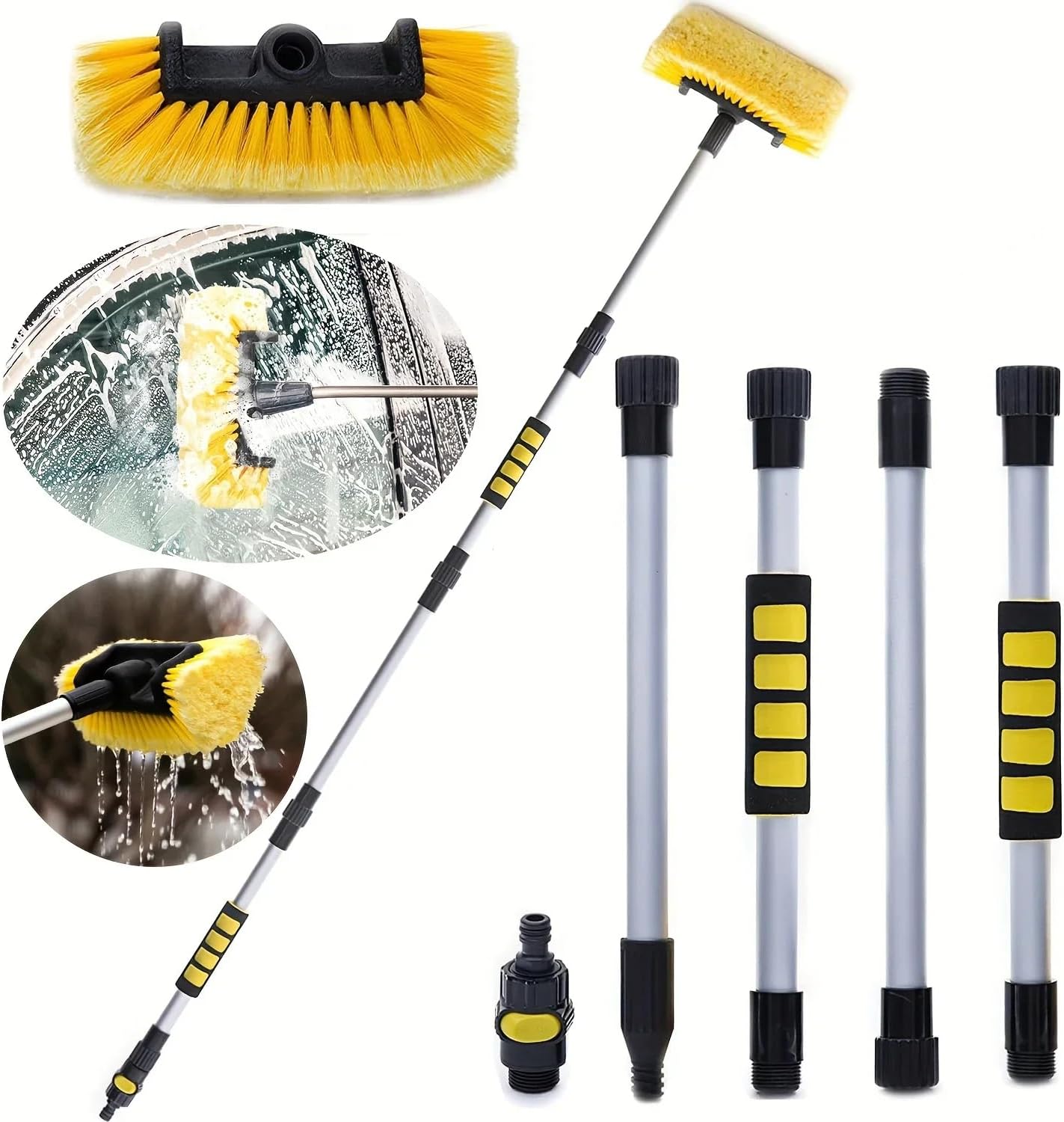 Amazon.com: 60" Car Wash Brush with Long Handle,Flow-Thru Soft Bristle ...