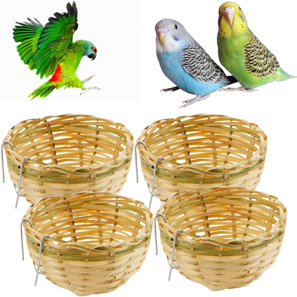 Amazon.com : freneci 10pcs Bamboo Weaving Canary Birds Nest Handmade ...