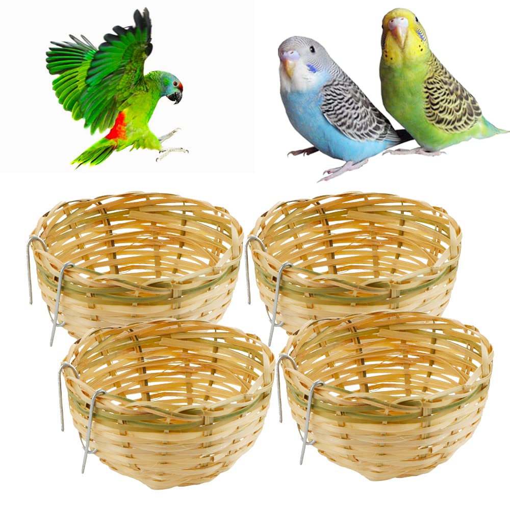 Snapklik.com : VTurboWay 4 Pack Tiny Handwoven Bamboo Bird Nest Cage ...