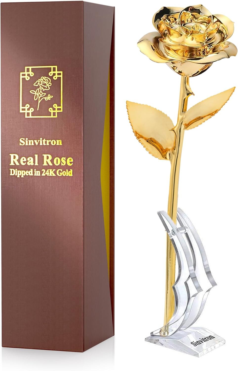 Amazon.com: Sinvitron Gold Dipped Rose Real 24K Gold Rose, Long Stem ...