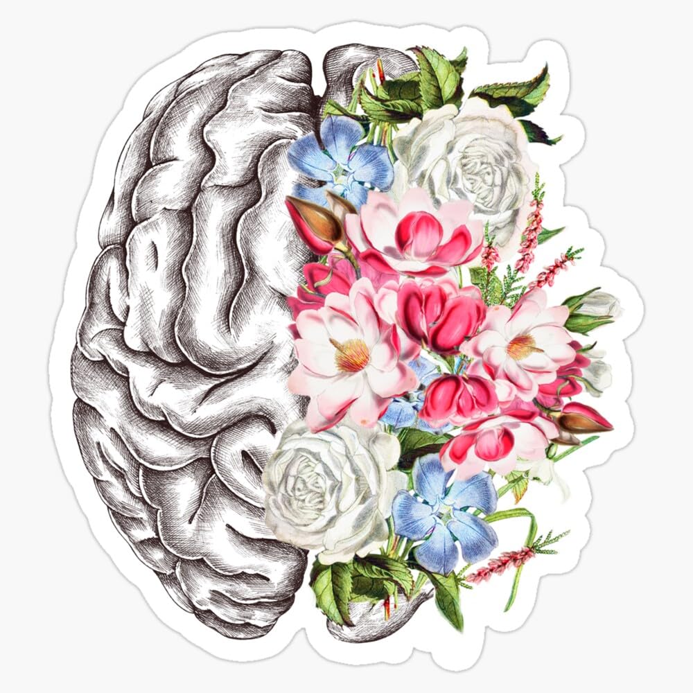 Amazon.com - Mental Health Matters Brain with Flowers Left Brain, Right ...